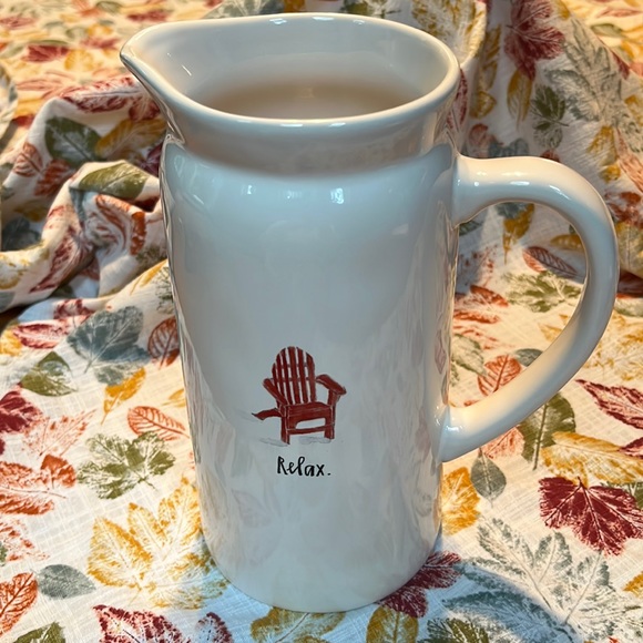 Rae Dunn | Dining | Relax White Pottery Pitcher Rae Dunn Red Adirondack ...